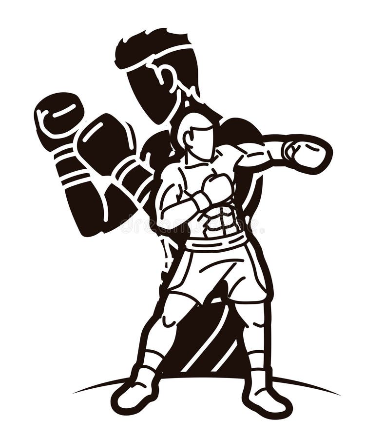 Boxing Sport Boxer Fighting Mix Action Cartoon Graphic Vector Stock ...