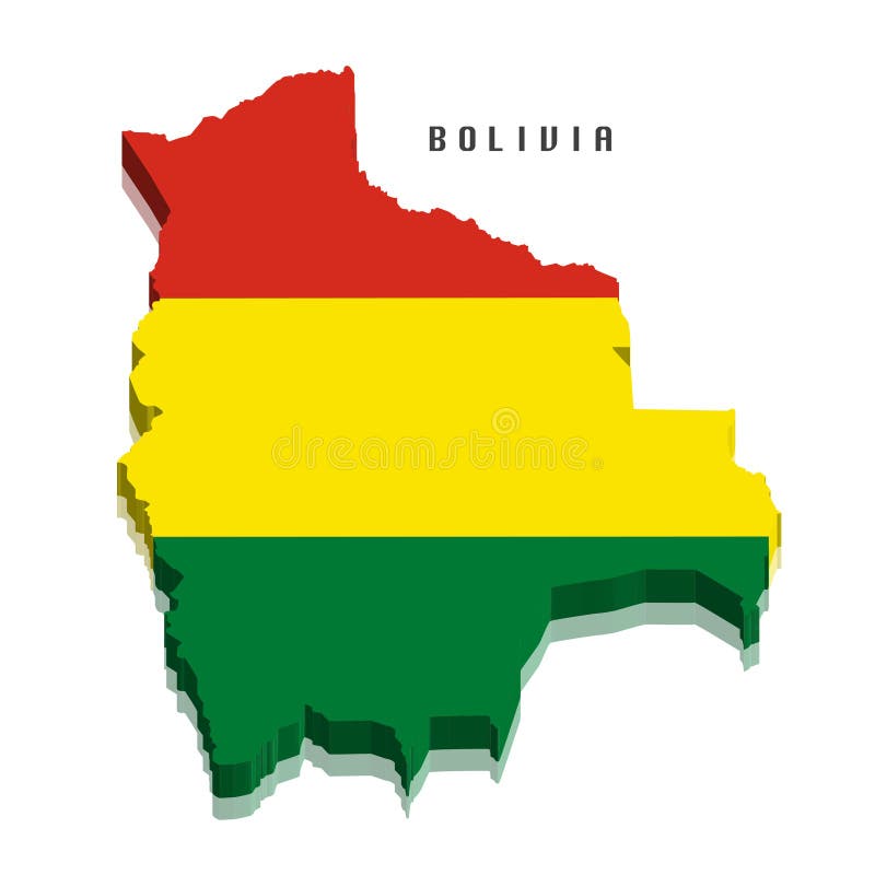 Bolivia 3d Flag Map on White Background Stock Illustration ...