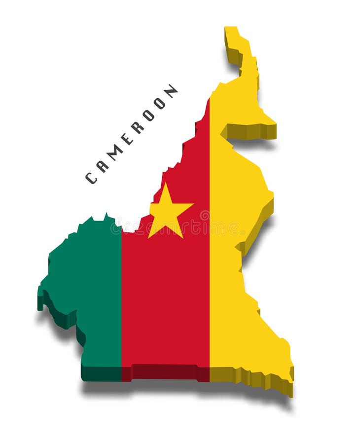 Cameroon 3d Flag Map on White Background Stock Illustration ...