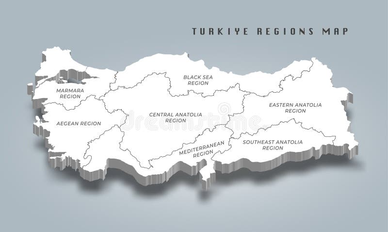 3D Isometric Map of Turkey Regions - Modern and Detailed Design Stock ...
