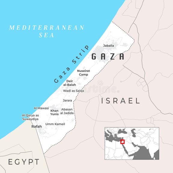 Gaza Strip Political Map. Palestinian Territory on the Coast of ...