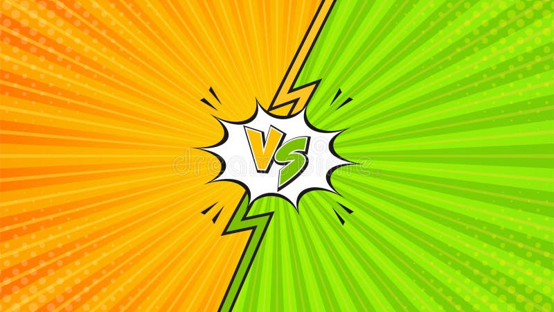 Versus VS Pop Art Comic Sunburst Effect Background with Halftone ...