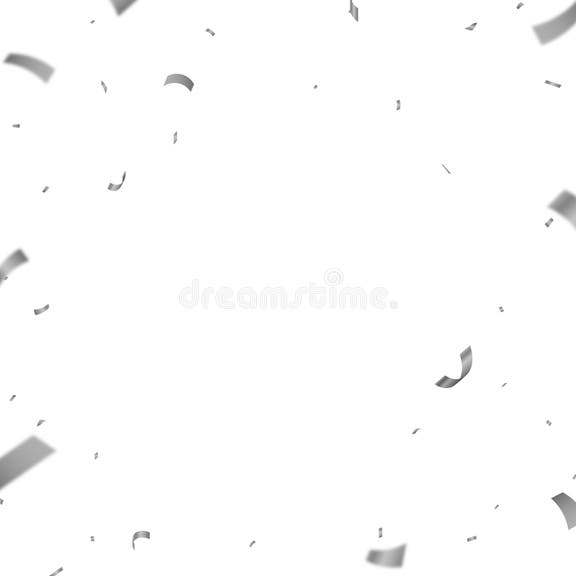 Falling Shiny Silver Confetti and Ribbons Celebration Party Design ...