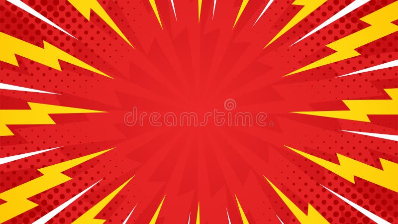 Abstract Red Comic Lightning Effect Background with Halftone. Pop Art ...