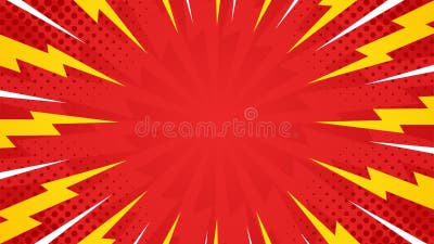 Abstract Red Comic Lightning Effect Background with Halftone. Pop Art ...