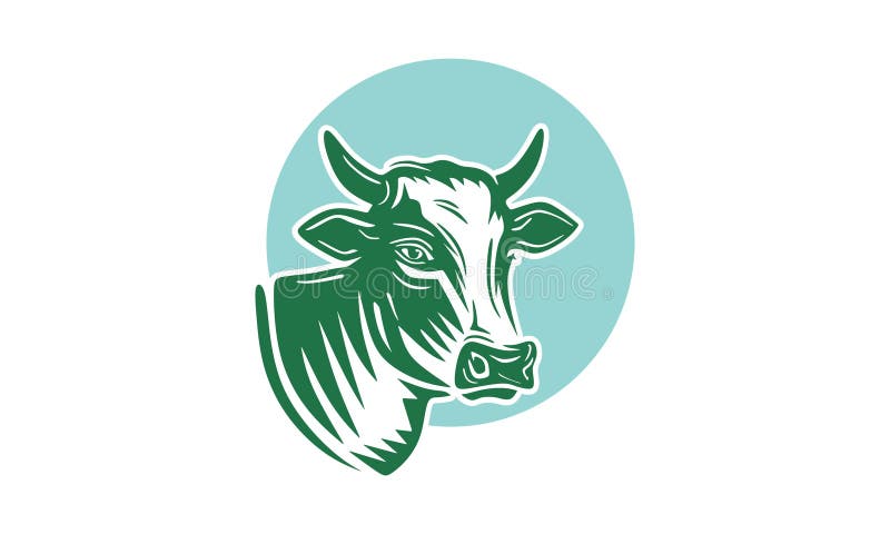 Great Green Cattle Head Logo Stock Vector - Illustration of calligraphy ...