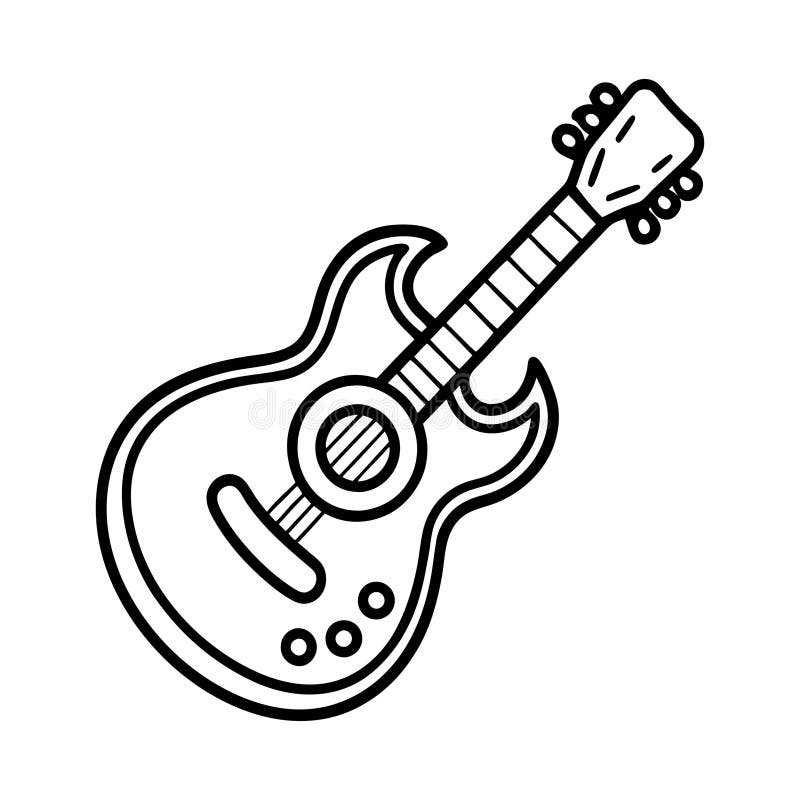 Classic Guitar Drawing of Outline - Vector Illustration Stock Vector ...