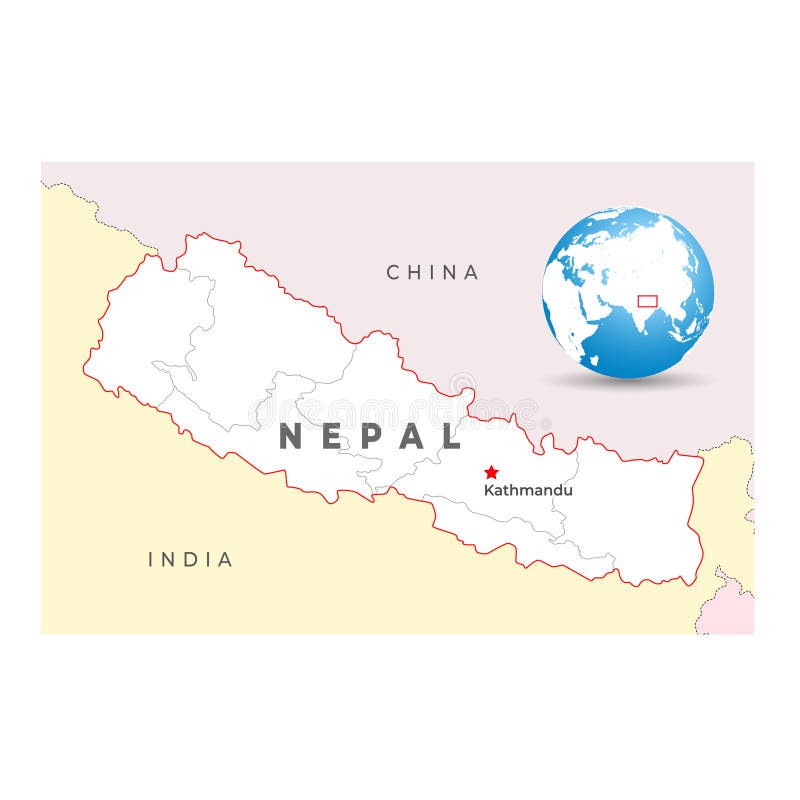 Nepal Map, Capital Kathmandu, with National Borders Stock Illustration ...