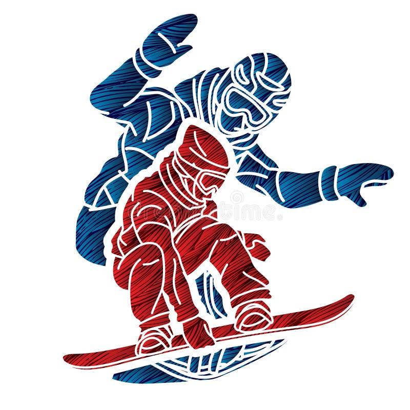 Silhouette Group of Extreme Sport Players Snowboard Players Snowboarder ...