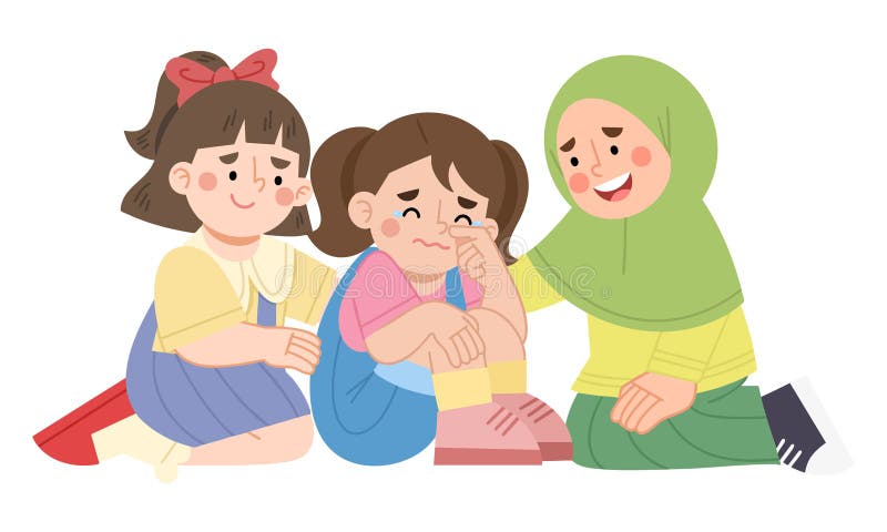 Illustration of a Friend Comforting a Sad Girl Stock Vector ...