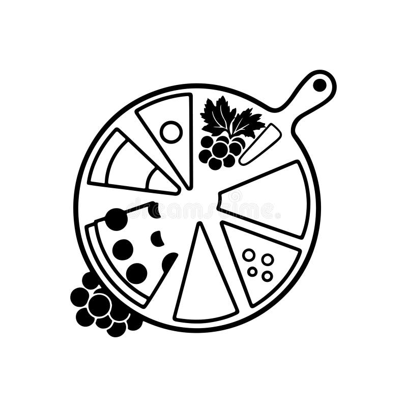 Cheese Board Vector Silhouette Illustration Stock Vector - Illustration ...