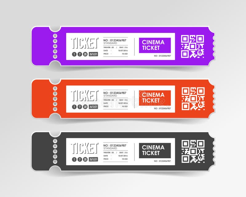 Cinema and Entertainment Film Ticket Design Stock Vector - Illustration ...