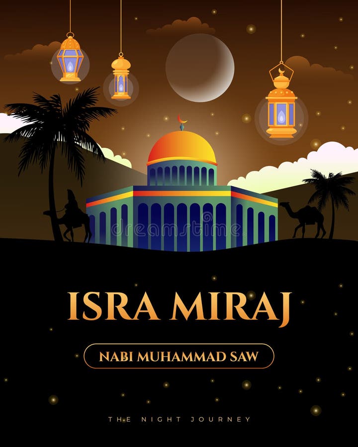 Isra Miraj the Night Journey of the Prophet Muhammad. Stock Vector ...