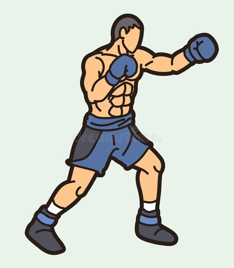 Boxing Sport Fighter Action Kickboxing Muay Thai Cartoon Graphic Stock ...