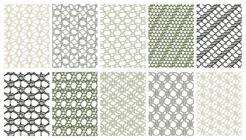 Lace Fabrics with Ten Different Types of Mesh Designs Stock Vector ...