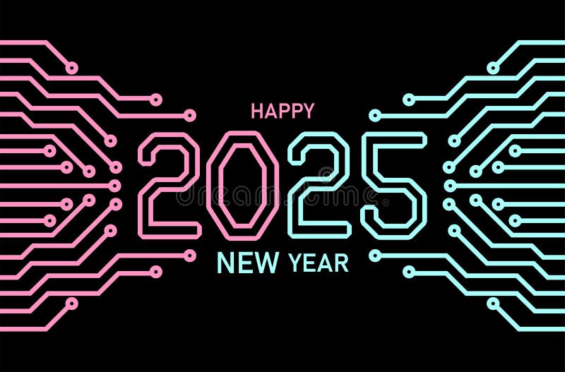 2025 Minimalist Tech Design with Circuits, Microchips, and Neon Colors ...