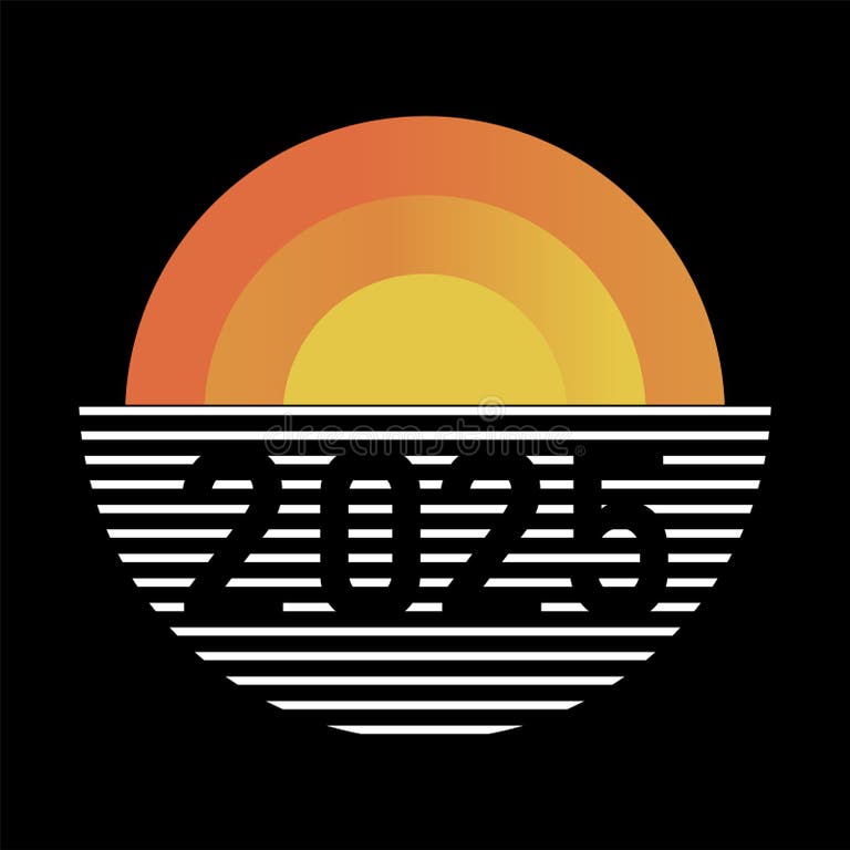 2025: a New Beginning - Rising Sun Horizon Motif with Curved Lines and ...