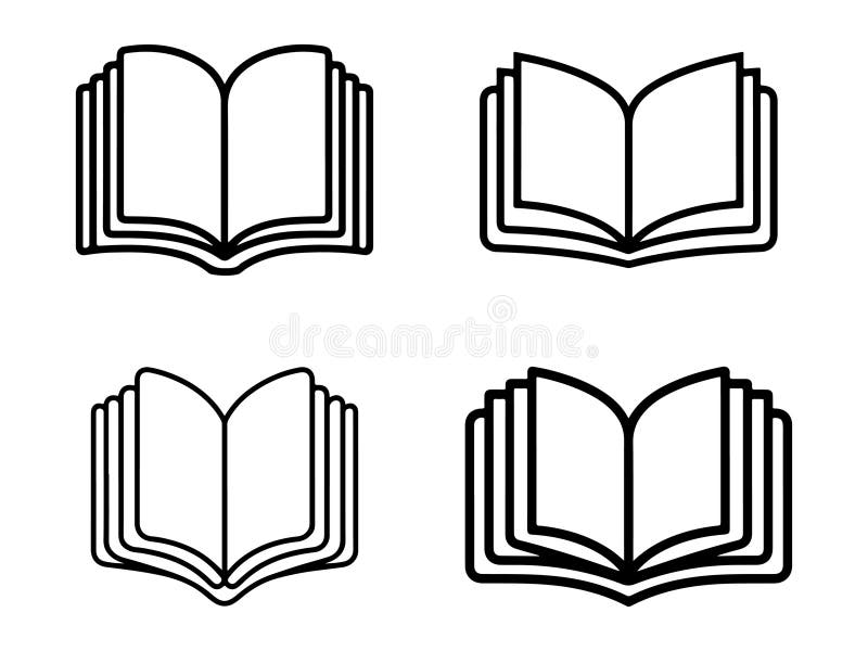 Open Book Outline Vector Icon Set Stock Vector - Illustration of ...