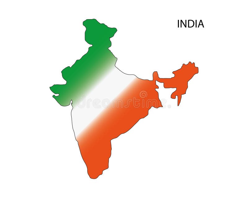 India Map Vector Illustration, India National Color, Orange Green and ...