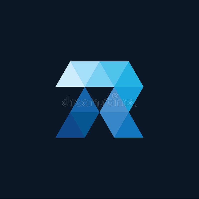 Geometric Letter R Blue Color Technology Logo Design Inspiration Stock ...