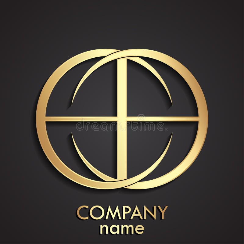 Gold Double Circle Linear Geometric Logo Design Stock Vector ...