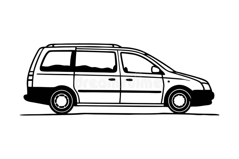 Auto Van Line Art Silhouette Vector Stock Illustration - Illustration ...