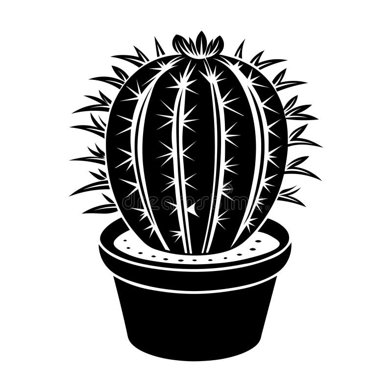 A Singular Cactus Silhouette, Cactus Icon. Vector Illustration of a ...
