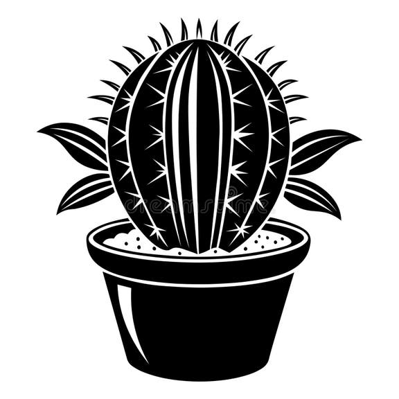 A Singular Cactus Silhouette, Cactus Icon. Vector Illustration of a ...