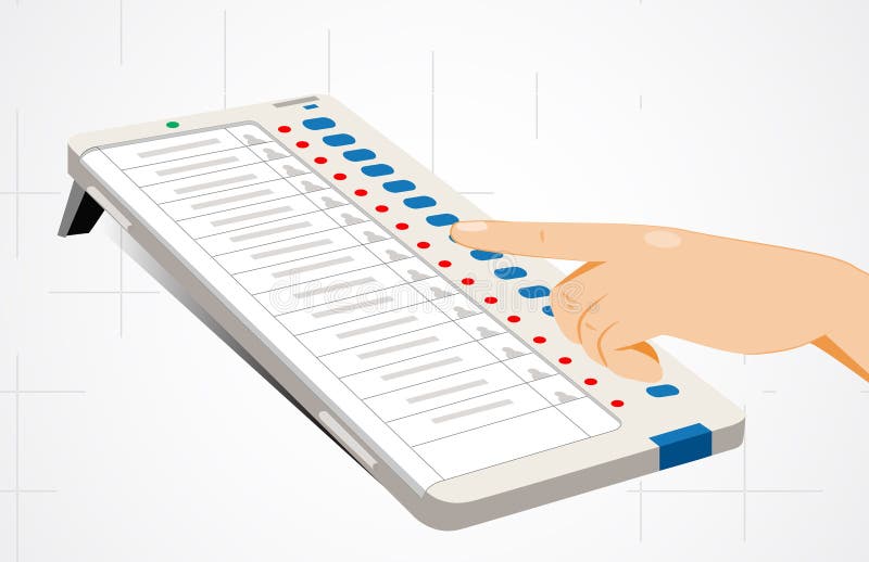 Man Casting Vote on EVM Machine Stock Illustration - Illustration of ...