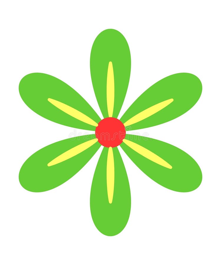 Minimalist Green Flower with Red Center Stock Illustration ...