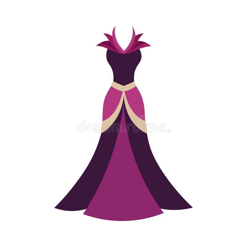 Ladies Gown Dress Vector Illustration, Elegant of Woman in Long Gown ...