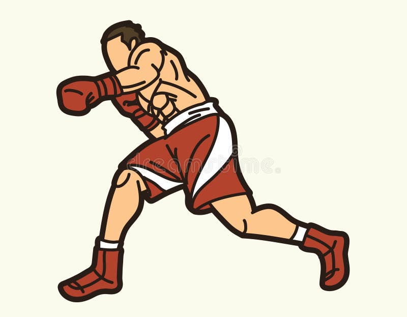 Martial Art Boxing Sport Fighter Action Kickboxing Muay Thai Cartoon ...