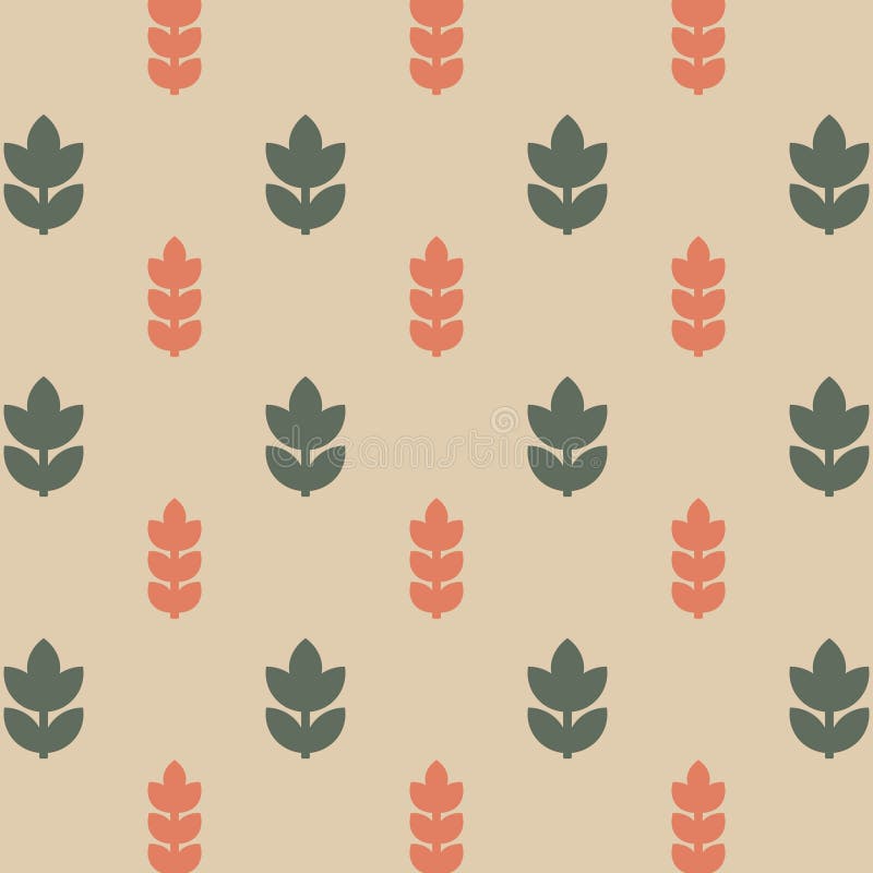 Patern Leaf Nature Decorative Ornament Retro Colors Minimalism Template ...