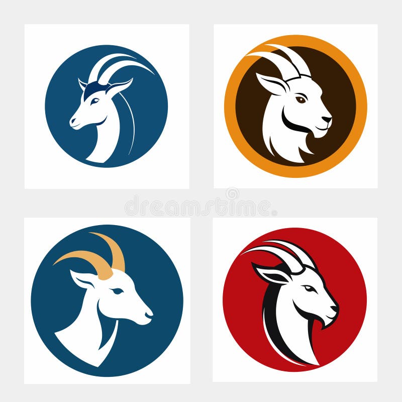 Goat Logo Inside Circle Illustration. Stock Vector - Illustration of ...