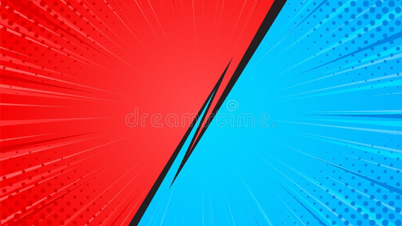 Red and Blue Heroes Comic Cartoon Background. Abstract Pop Art Comic ...