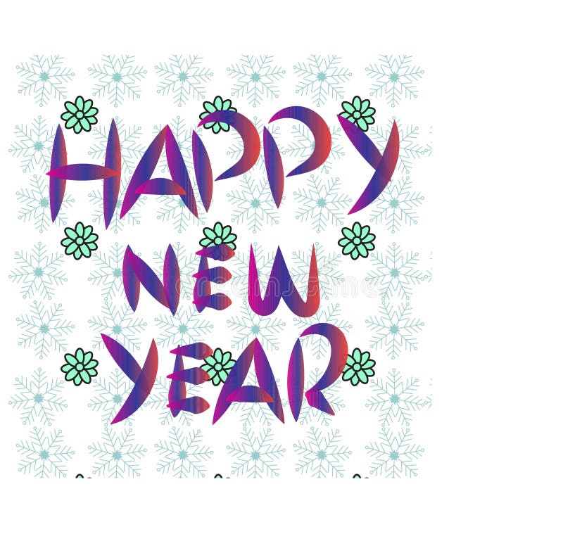 "Happy New Year" Text with Snowflake Background Stock Illustration ...