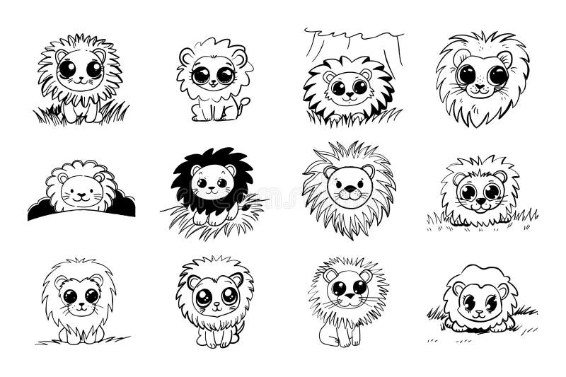 Adorable Lion Head Set Pencil Art. a Blend of Creativity and Charm ...