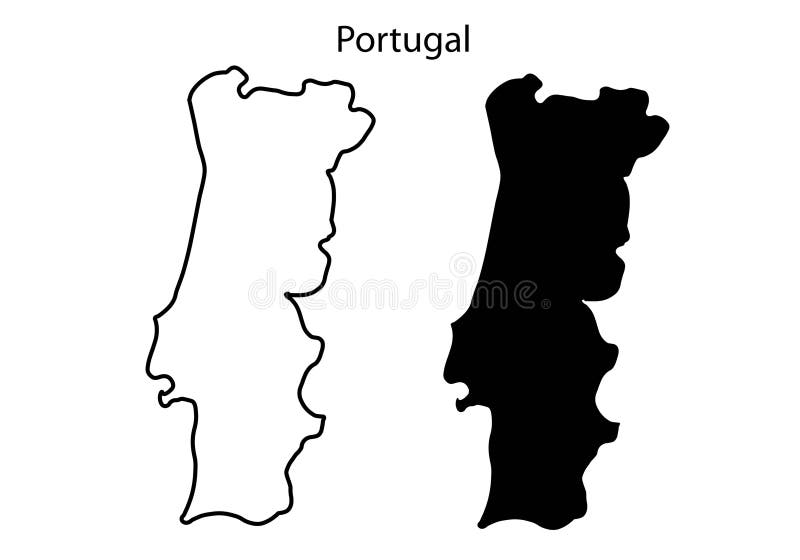 Portugal Map Vector Illustration, Portugal Map Silhouette, Portugal ...