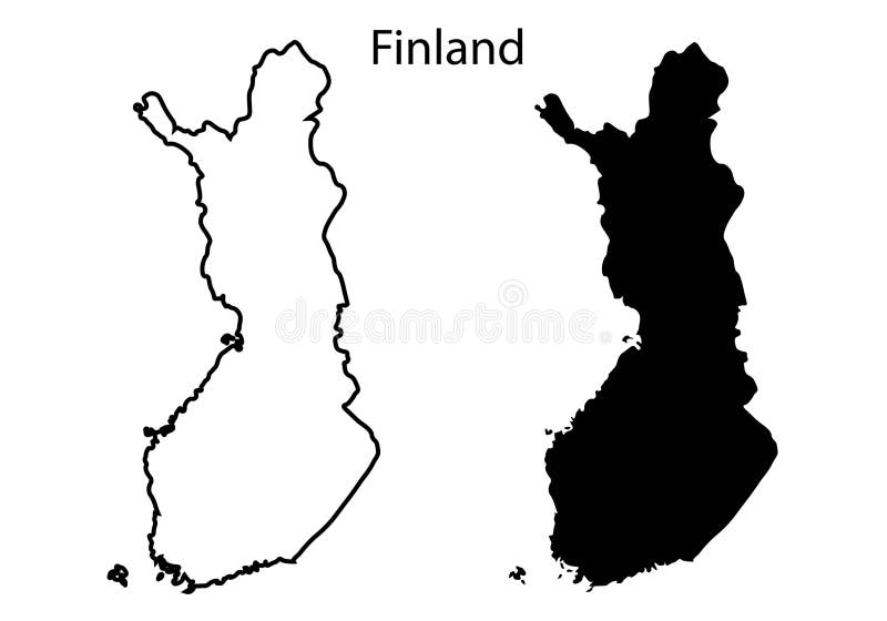 Finland Map Vector Illustration, Finland Map Silhouette, Finland ...