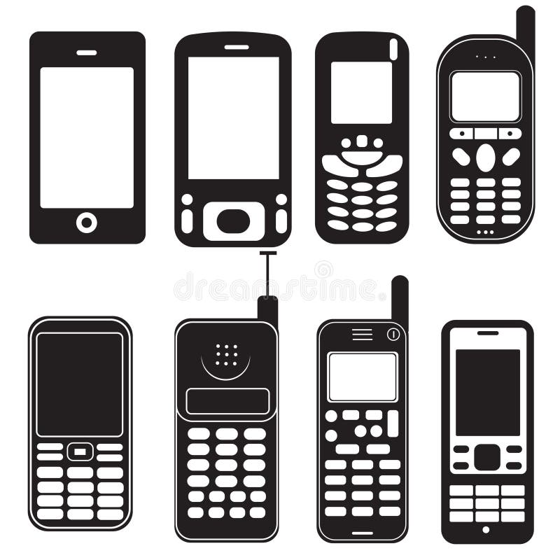 Mobile phone shadow set stock vector. Illustration of device - 351195170