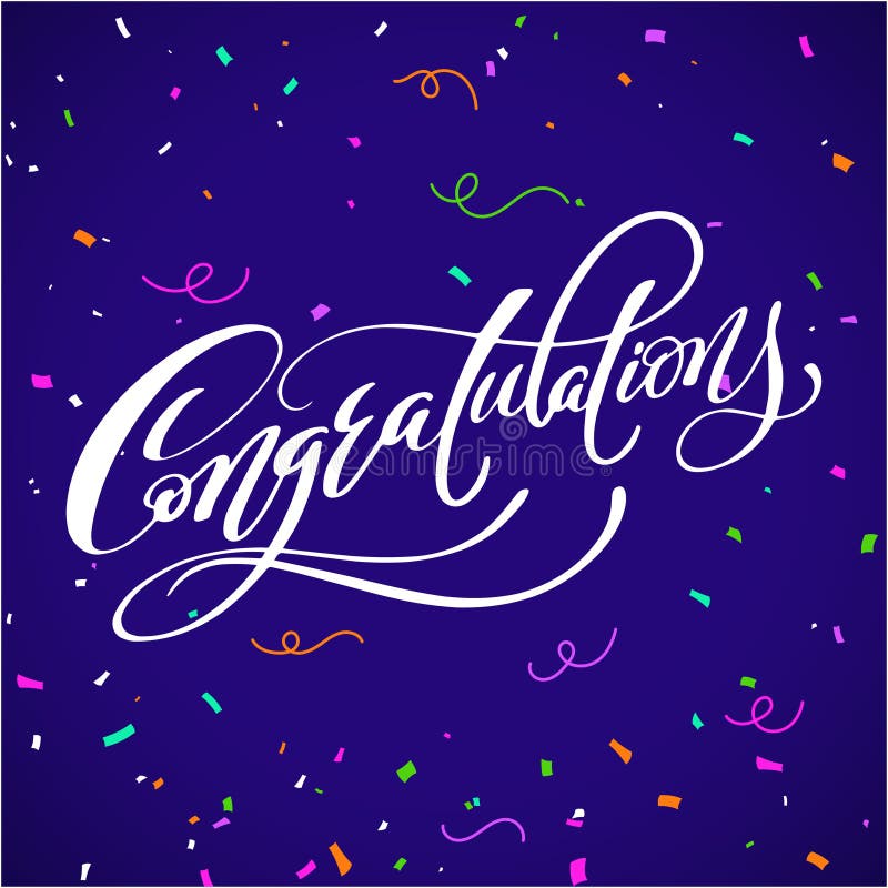 Congratulations Hand Lettering Design. Vector Handwritten Typography ...