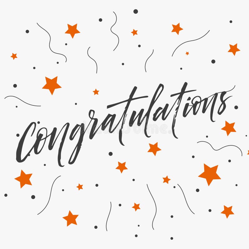 Congratulations Hand Lettering Design. Vector Handwritten Typography ...