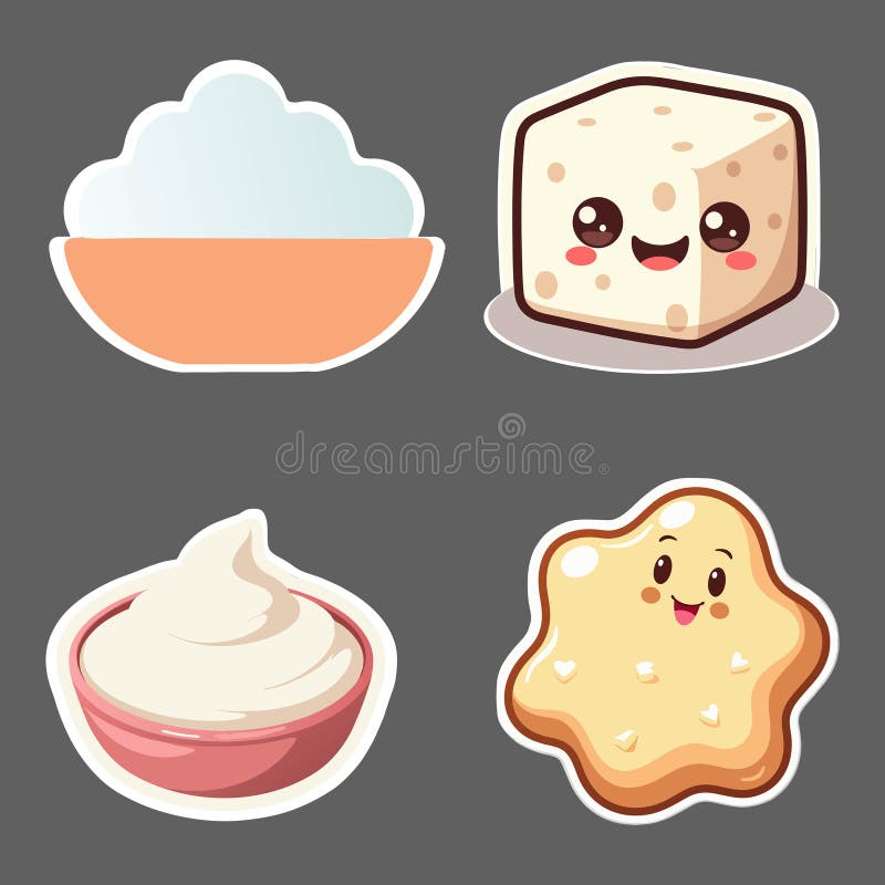 A Set of Cartoon-style Food Illustrations. Whimsical Food Characters on ...