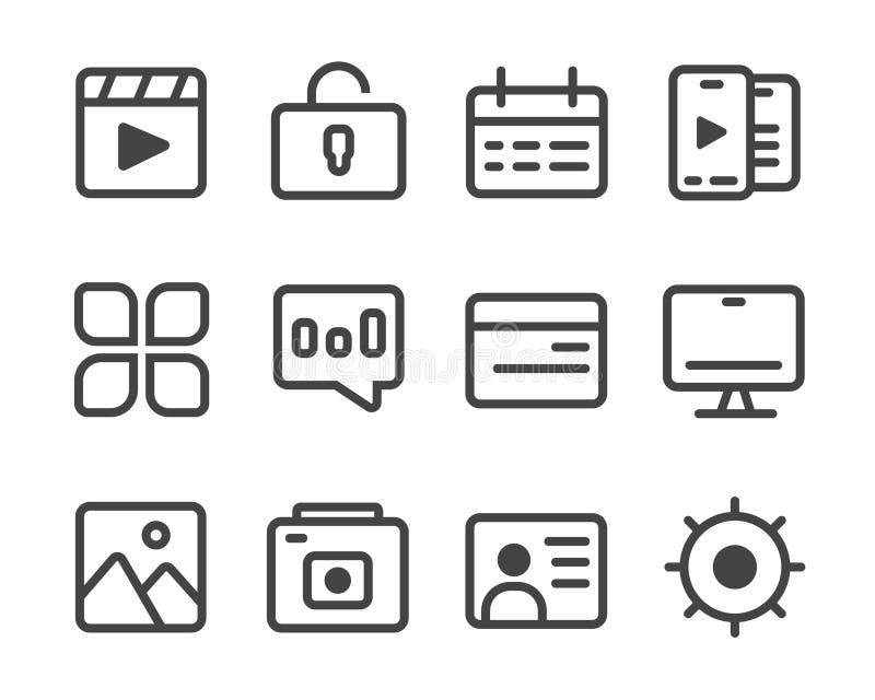 Collection of Minimalistic Icons for Various Applications Stock Vector ...