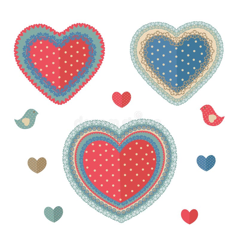 Set of Isolated Retro Decorative Hearts Stock Illustration ...