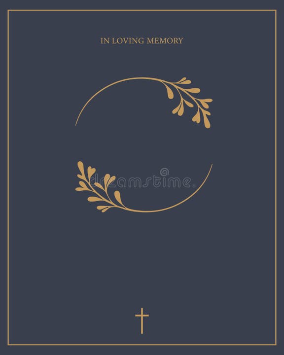 Funeral Vector Card. Empty Card. Gold Frame with Leaves on the Centre ...
