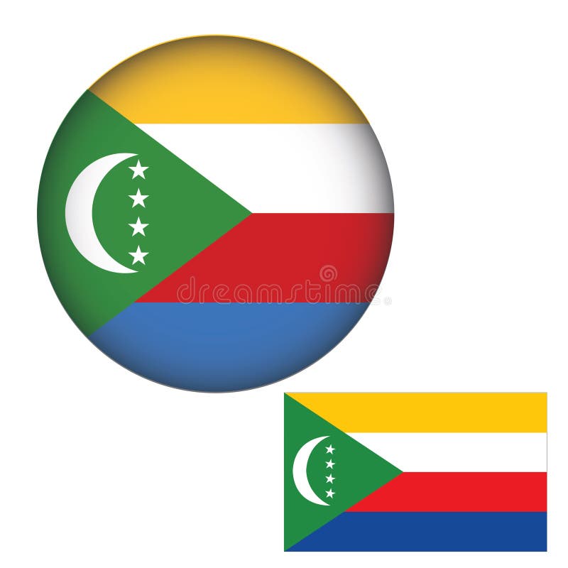 Comoros Flag Round Shape stock vector. Illustration of emblem - 351488686