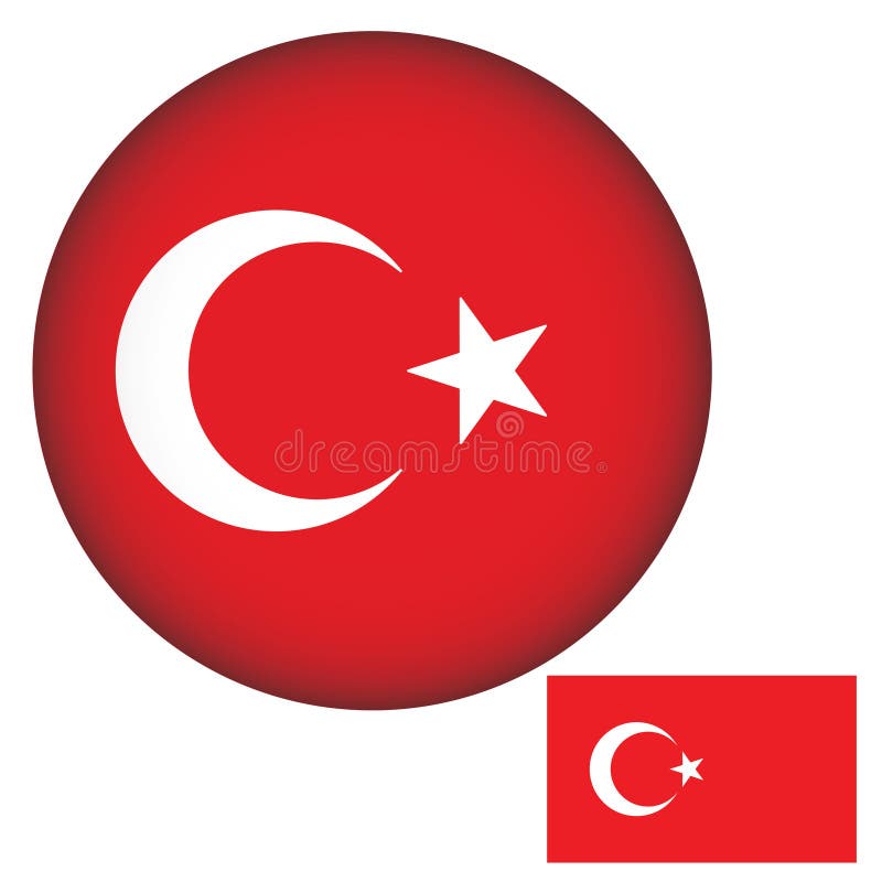 Turkiye Flag Round Shape stock vector. Illustration of concept - 351488871