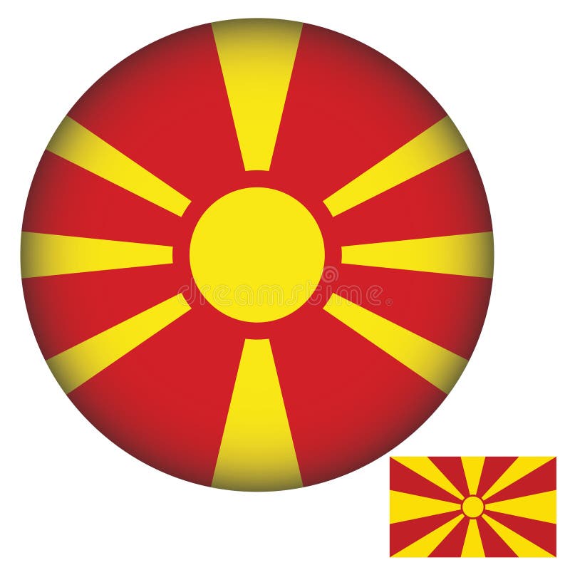 Macedonia Flag Round Shape stock vector. Illustration of emblem - 351489090