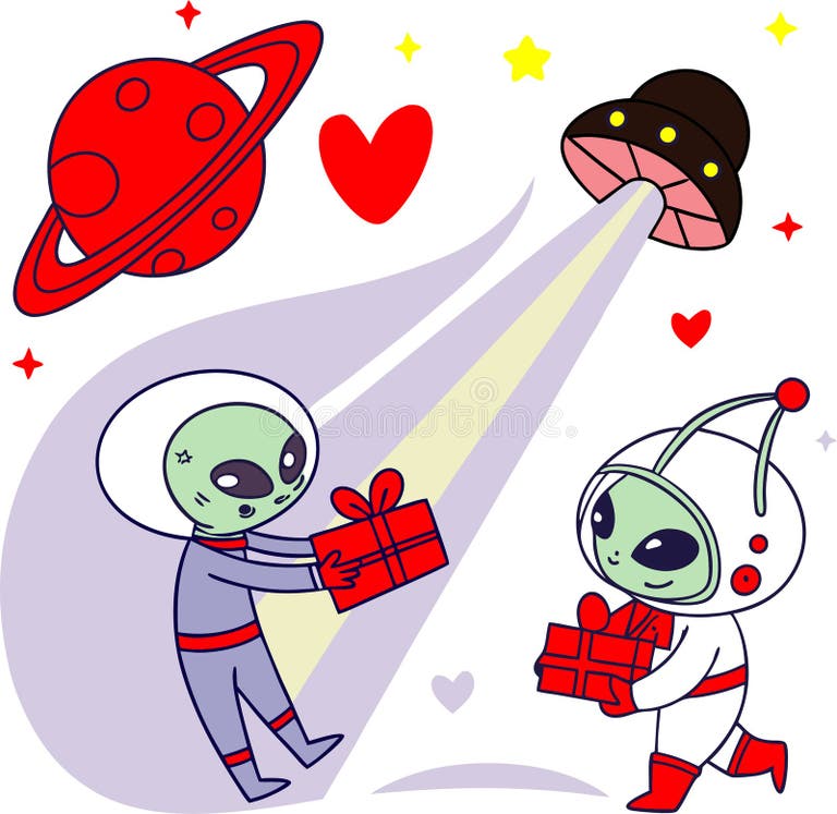 Aliens Celebrating Valentine 1. Stock Vector - Illustration of sketch ...